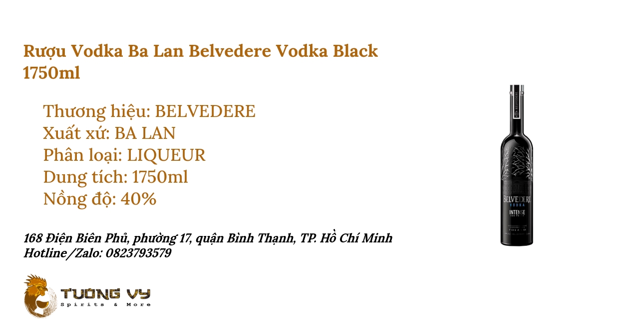 Rượu Vodka Ba Lan Belvedere Vodka Black 1750ml