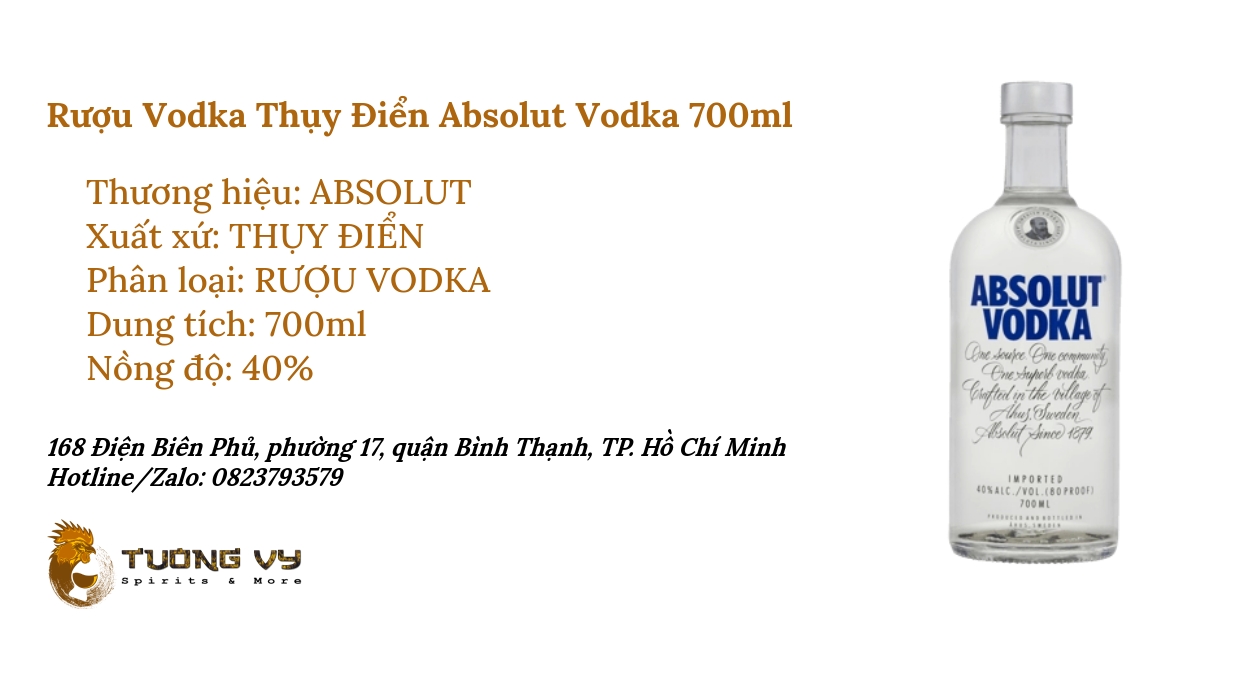 Rượu Vodka Thụy Điển Absolut Vodka 700ml