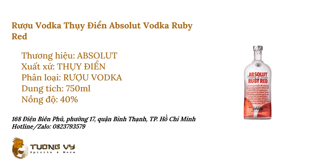 Rượu Vodka Thụy Điển Absolut Vodka Ruby Red