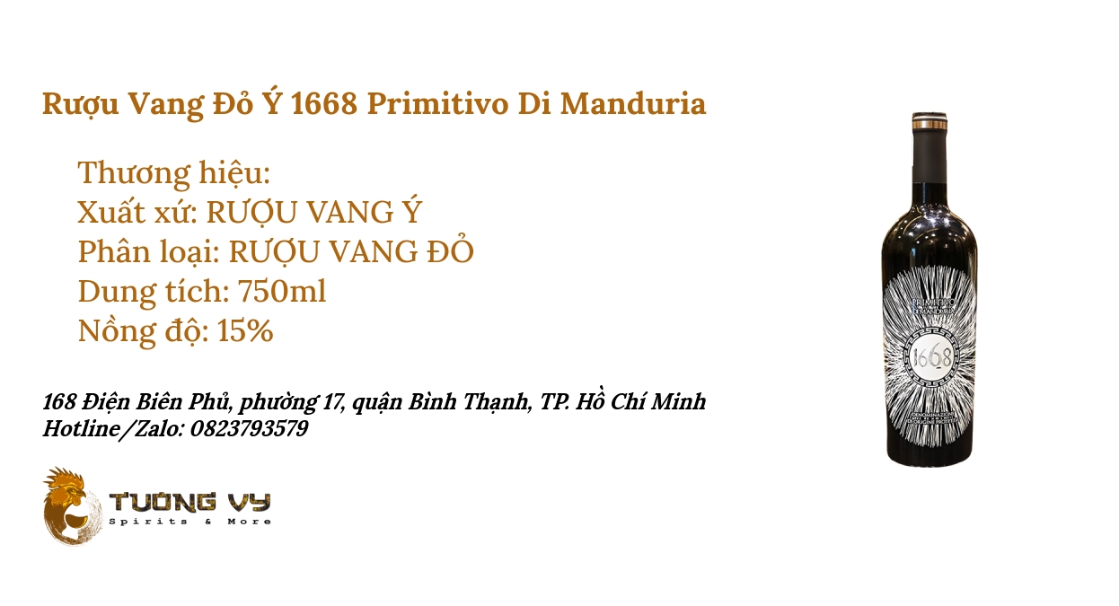 Rượu Vang Đỏ Ý 1668 Primitivo Di Manduria