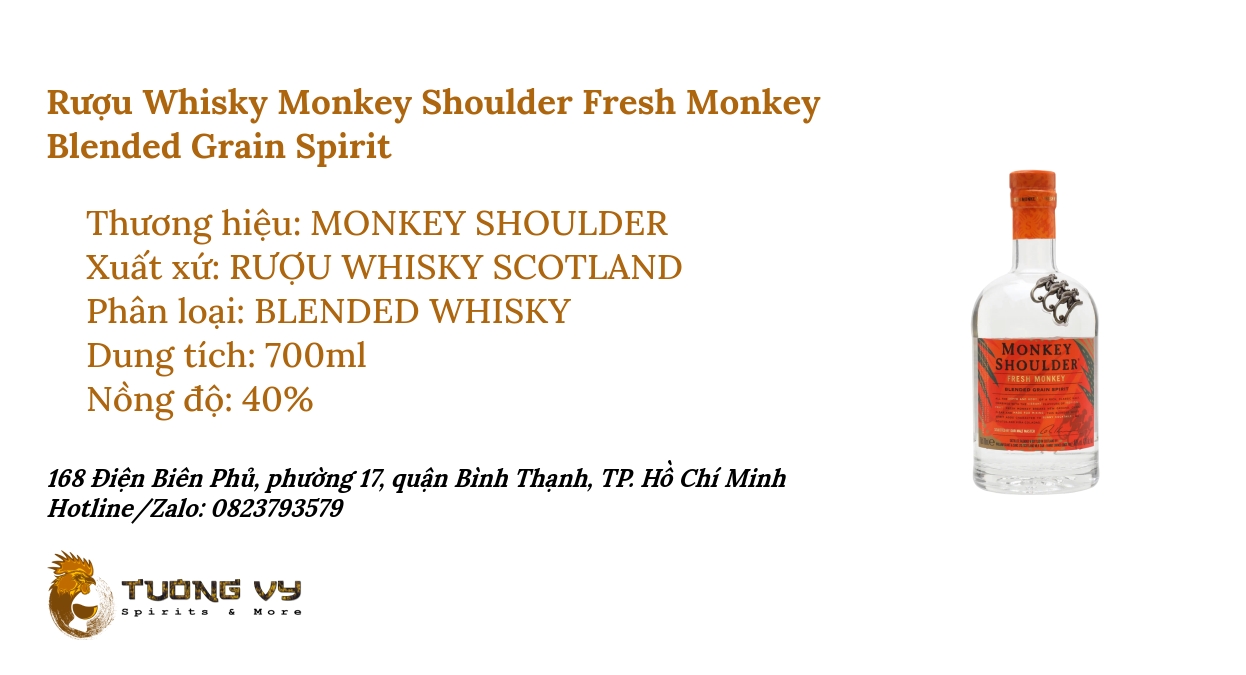 Rượu Whisky Monkey Shoulder Fresh Monkey Blended Grain Spirit