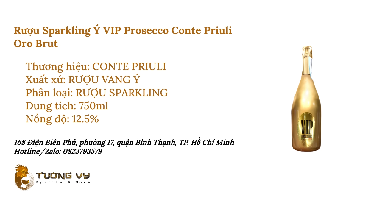 Rượu Sparkling Ý VIP Prosecco Conte Priuli Oro Brut