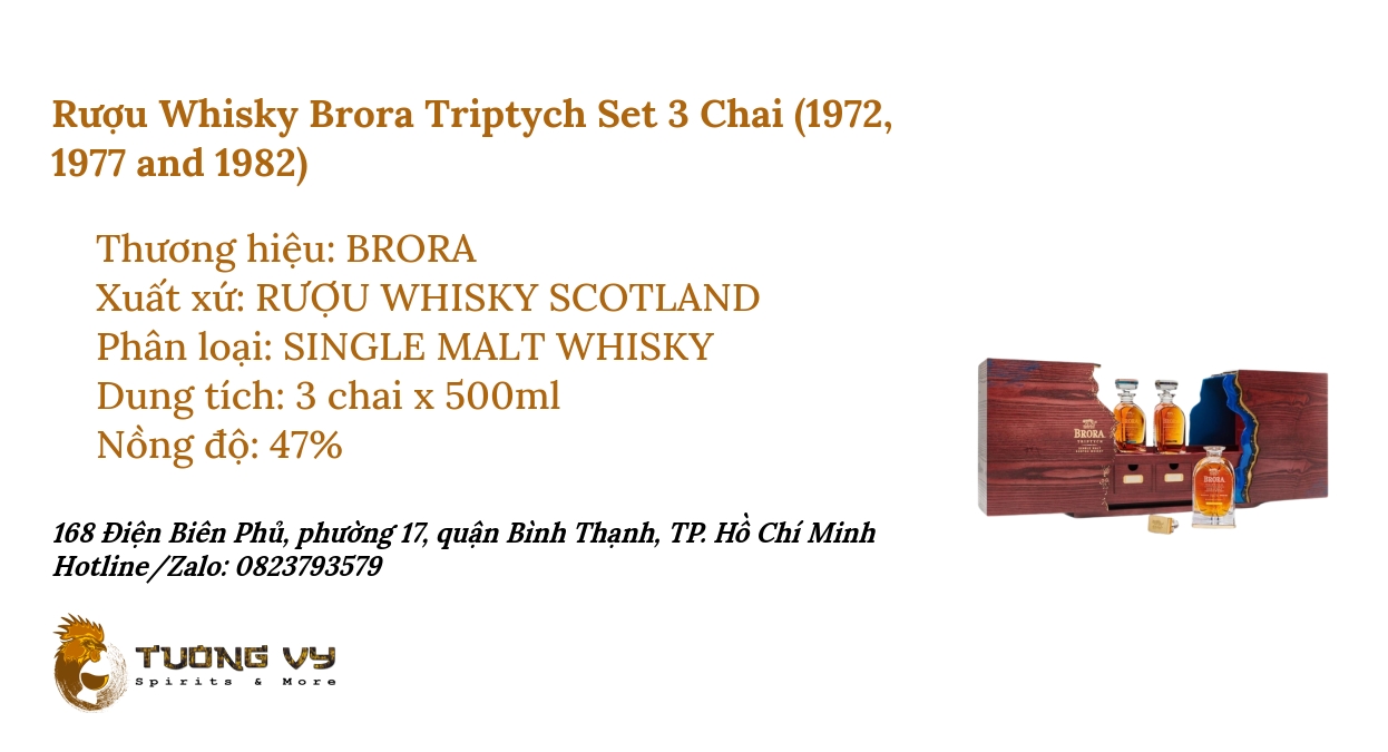 Rượu Whisky Brora Triptych Set 3 Chai (1972, 1977 and 1982)