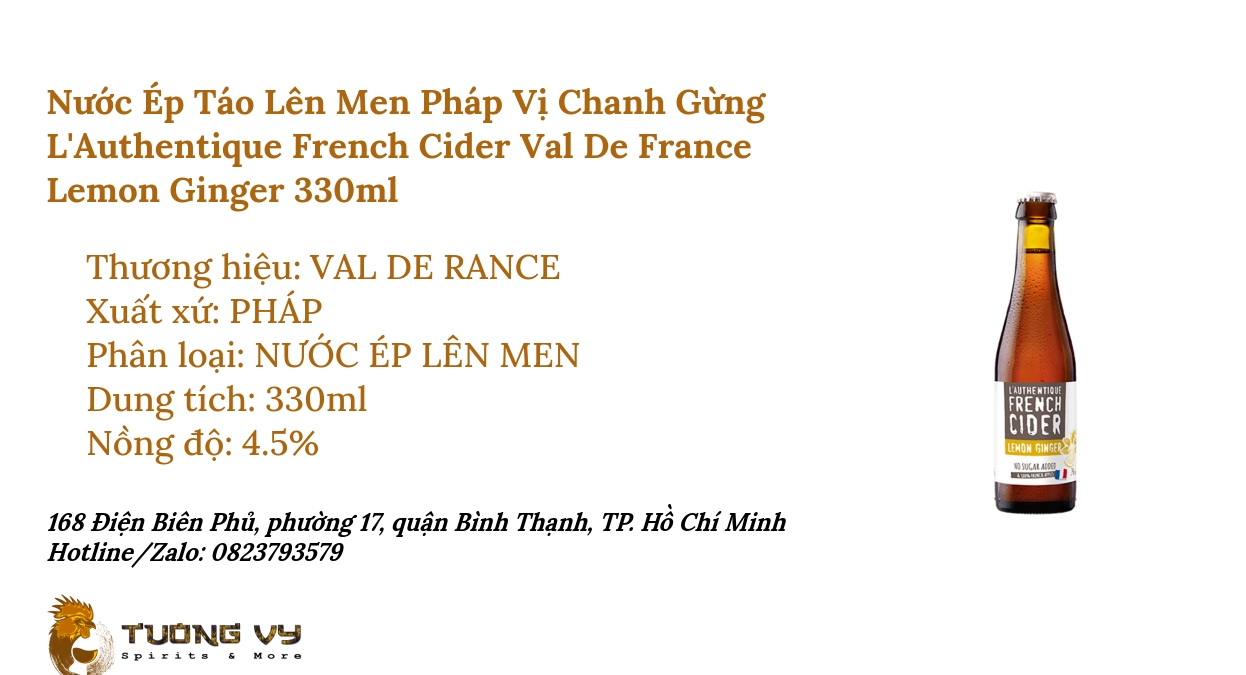 Nước Ép Táo Lên Men Pháp Vị Chanh Gừng L'Authentique French Cider Val ...