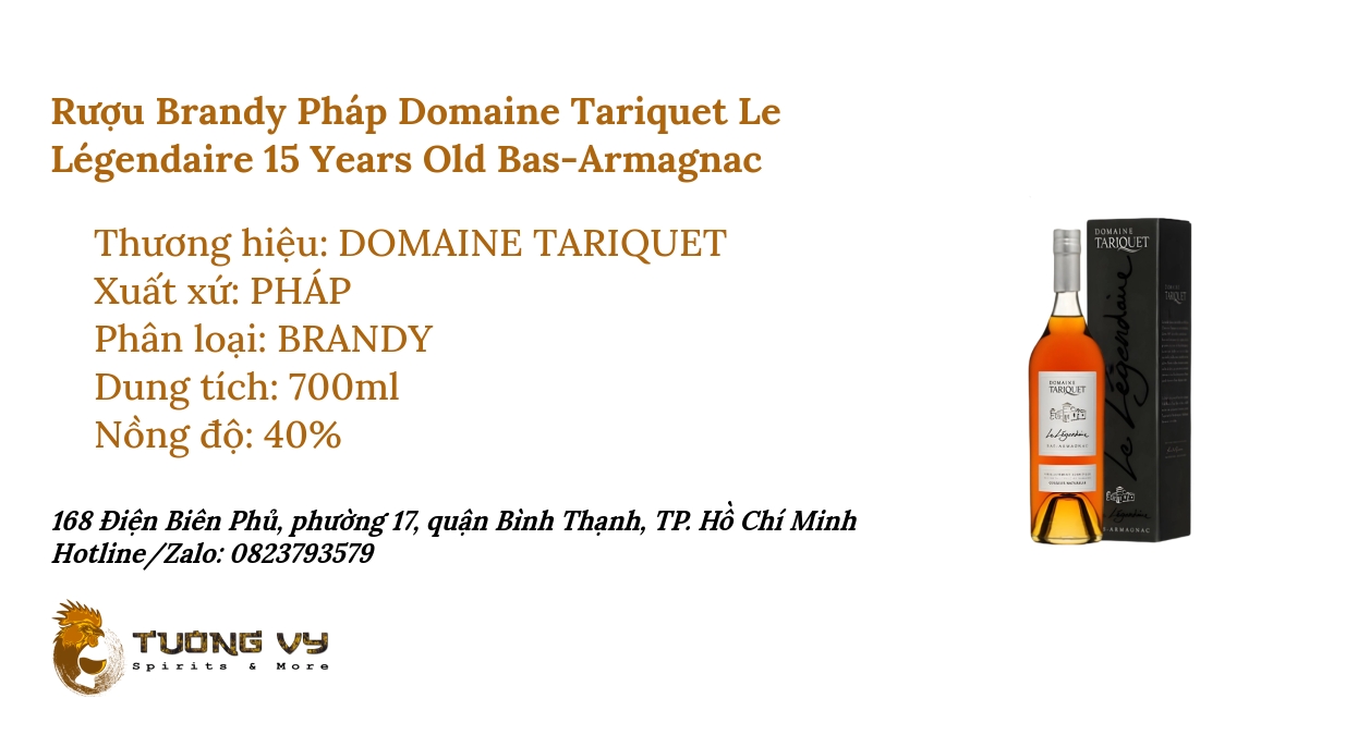 Rượu Brandy Pháp Domaine Tariquet Le Légendaire 15 Years Old Bas-Armagnac