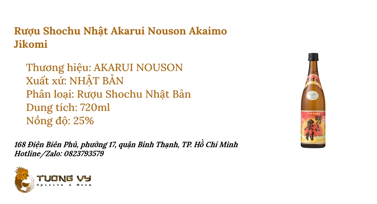 Rượu Shochu Nhật Akarui Nouson Akaimo Jikomi