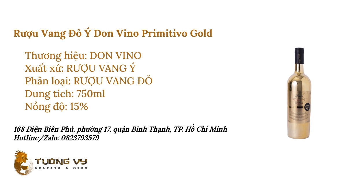 Rượu Vang Đỏ Ý Don Vino Primitivo Gold