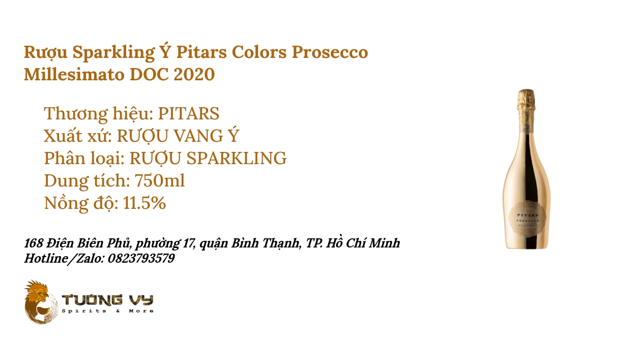 Rượu Sparkling Ý Pitars Colors Prosecco Millesimato DOC 2020